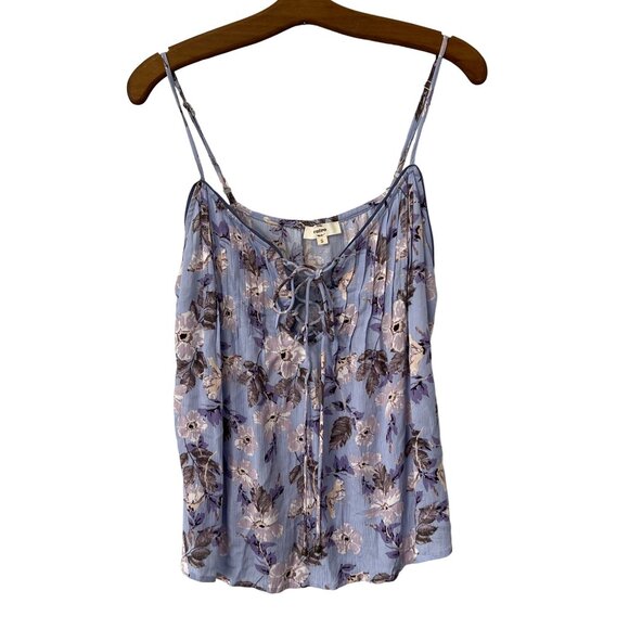 entro | Tops | Entro Floral Cami Top Women S Lace Up Neck Pintuck Boho ...